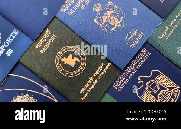 Passports of citizens of different countries of the world, background ...