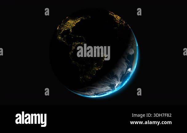 Luxury Earth rotation loop from the United States displaying city ...