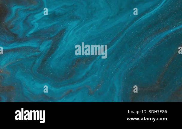 Acrylic wave. Paint texture. Defocused blue purple color bronze flowing ...