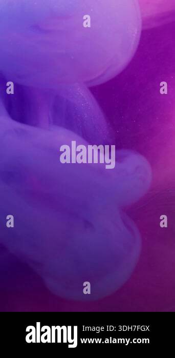 Vertical video. Flowing paint. Vapor art. Defocused blue purple neon ...