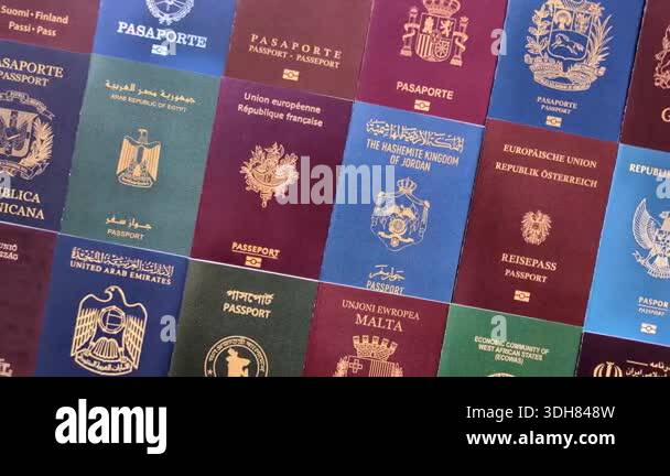 Passports of citizens of different countries of the world, background ...