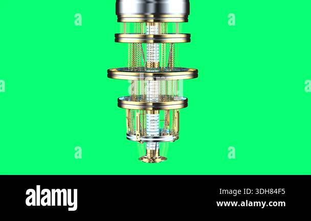 Quantum computer machine spinning isolated on green screen Stock Video ...