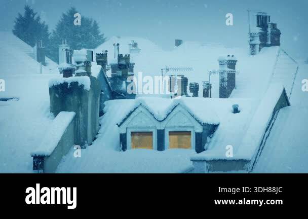 House Roof Tops snow day light Stock Video Footage - Alamy
