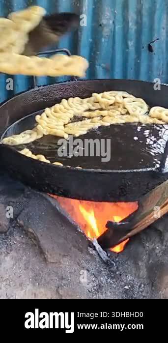 Traditional Jalebi Making Process in a Street Food Stall Stock Video ...