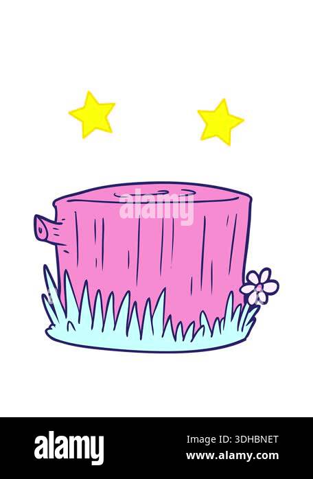 spinning stars animation of cartoon tree stump Stock Video Footage - Alamy