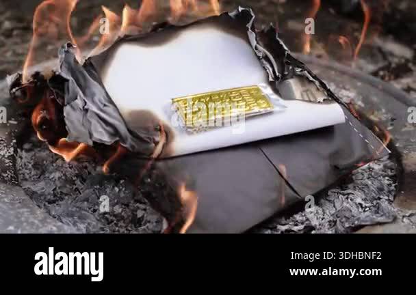 Burning joss paper and spirit money in a traditional Vietnamese ritual ...