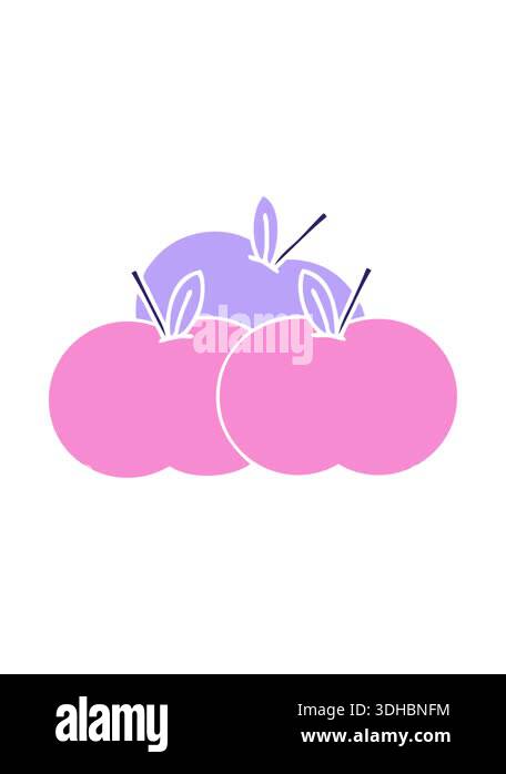 bob and pause animation of flat color retro cartoon of a juicy apple ...