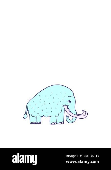 rise and float animation of cartoon drawing of a mammoth Stock Video ...