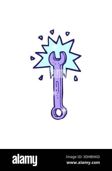 glitter effect animation of spanner cartoon Stock Video Footage - Alamy