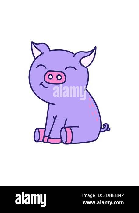 spinning motion animation of hand drawn quirky cartoon pig Stock Video ...