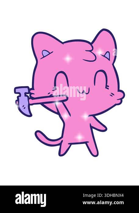 glitter effect animation of happy cat drawing Stock Video Footage - Alamy