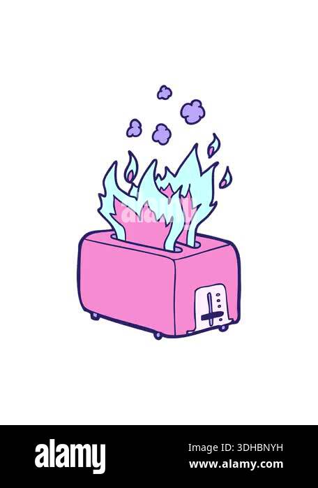 pixelize effect animation of cartoon burning toaster Stock Video ...