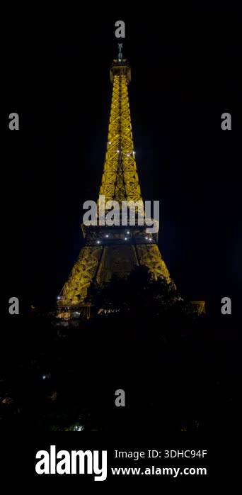 Night Illumination of the Eiffel Tower in Paris, Capturing the Iconic ...