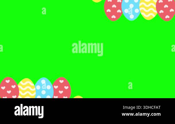 Easter eggs animation. Animated easter border on green background Stock ...