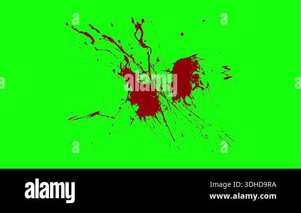 Blood Splatter Animation on Green Screen Background for Horror Movie ...