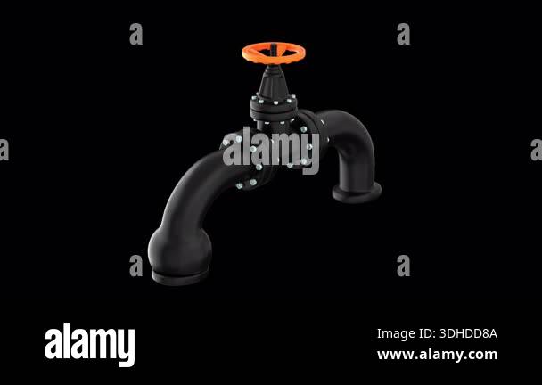 Stylized animation of valve on an industrial pipe. A valve on an ...
