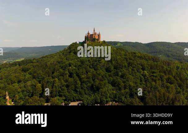 Drone footage of Burg Hohenzollern, Bisingen, Baden-Wuerttemberg ...