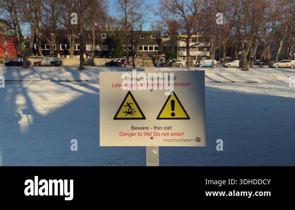 Danger thin ice warning sign Stock Videos & Footage - HD and 4K Video ...