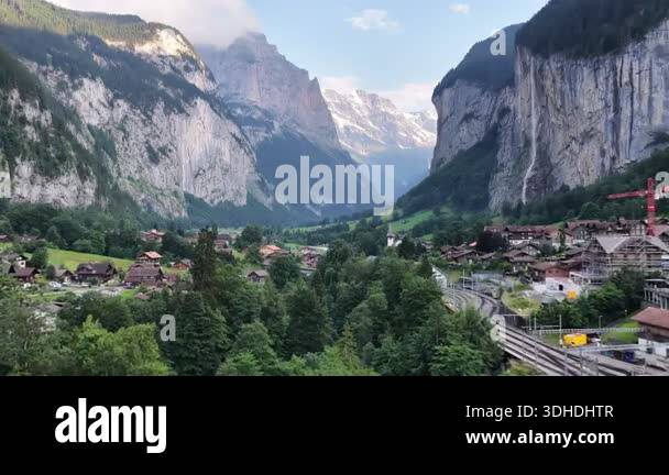 Lauterbrunnen valley presents a breathtaking view of staubbach falls ...