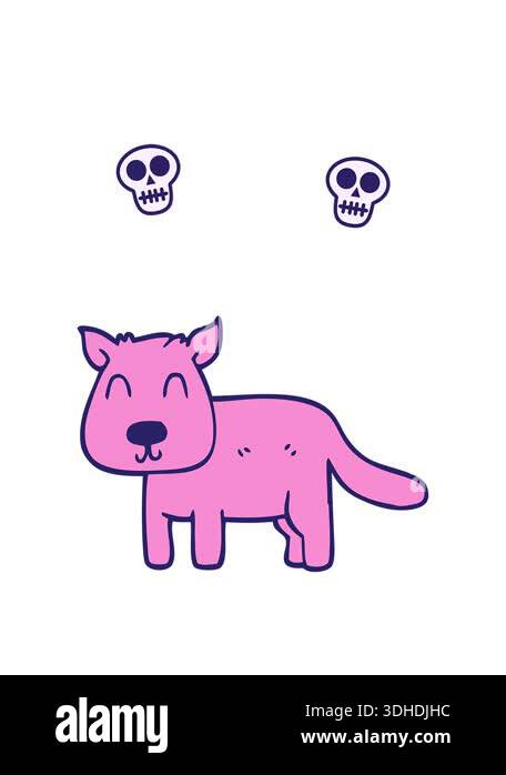 spinning skulls animation of cartoon doodle calm dog Stock Video ...