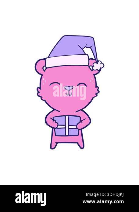 shivering motion animation of happy cartoon bear with gift Stock Video ...