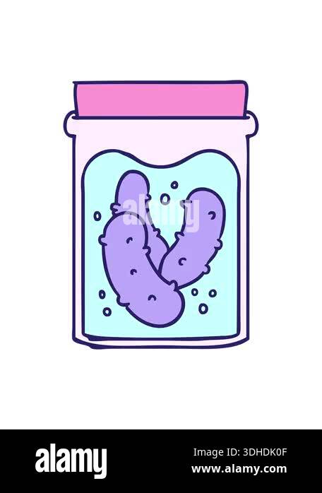 pixelize effect animation of hand drawn cartoon doodle jar of pickled ...