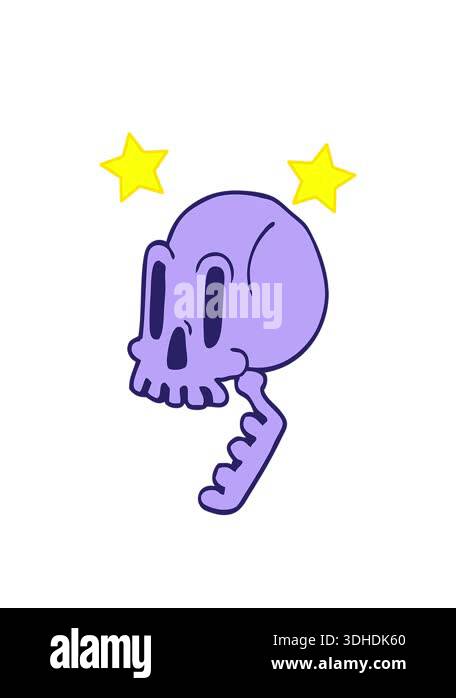 spinning stars animation of cartoon doodle green skull Stock Video ...