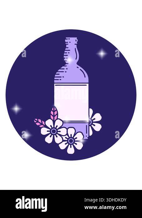 glitter effect animation of wine bottle circle design Stock Video ...