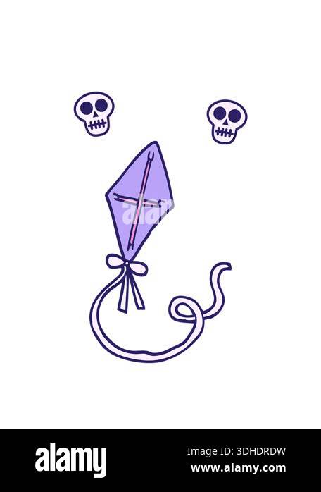 spinning skulls animation of hand drawn doodle style cartoon kite Stock ...