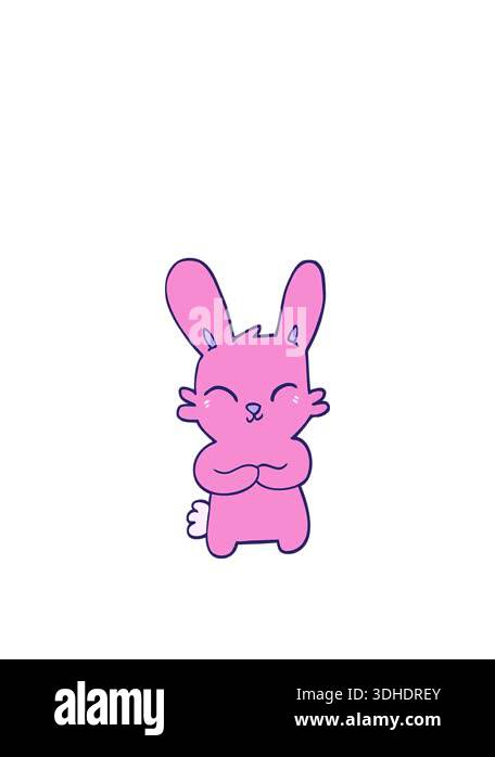 stretching up animation of cute hand drawn doodle style cartoon rabbit ...