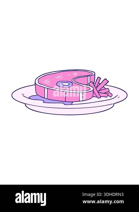 pixelize effect animation of cartoon steak dinner Stock Video Footage ...