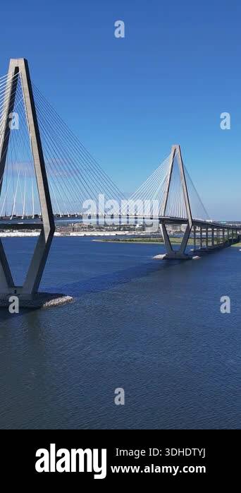 Sunny day view of the arthur ravenel jr. Bridge crossing the cooper ...