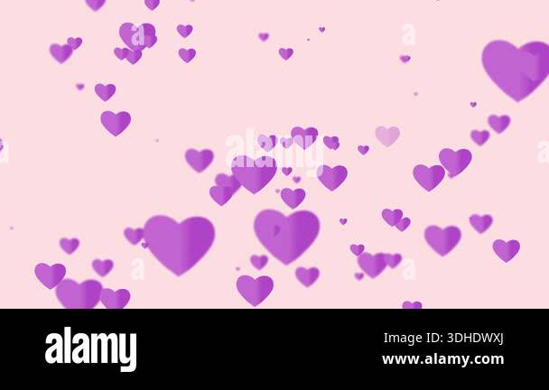 Purple Heart Animation Floating Up on Soft Pastel Background for ...