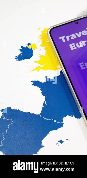 Smartphone with the European Unions EES Entry Exit System mobile app ...