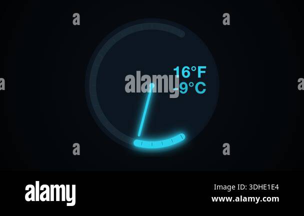 Animated digital visualization displaying temperature values in both ...