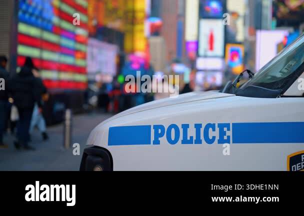 New York, USA, 28 December 2025: Times Square Police Van Detail. Detail ...