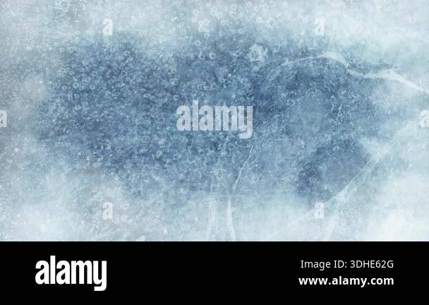 Super Slow Motion Shot of Freezing Ice Texture and Gently Flowing Cold ...
