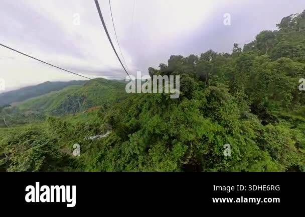 Overhead View along Cable Route Crossing Mountain Ridge with Dense ...