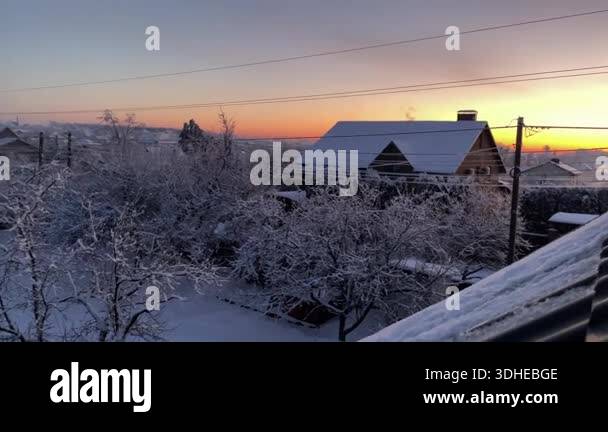 Winter evening in Ukraine, cold, snowy, frozen nature Stock Video ...