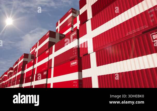 Denmark export import and production cargo containers in row seamless ...