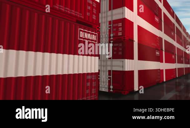 Denmark export import and production cargo containers in row seamless ...