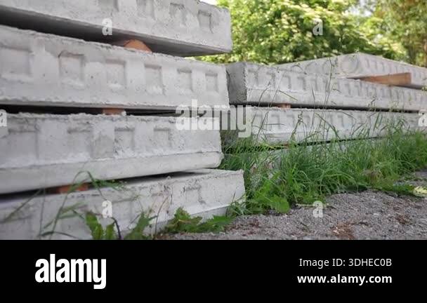 Concrete slabs, blocks. Cement building materials Stock Video Footage ...