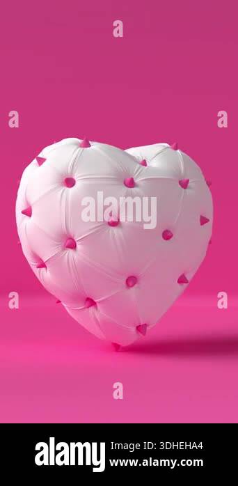 Rotating white 3d heart decorated spikes. Love concept for Valentines ...