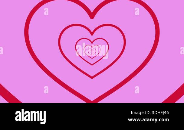 Heart tunnel loop animation . Red heart loop animation on pink ...