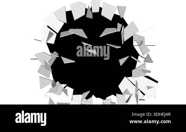 Broken glass and flying shards animation on black background . Broken ...