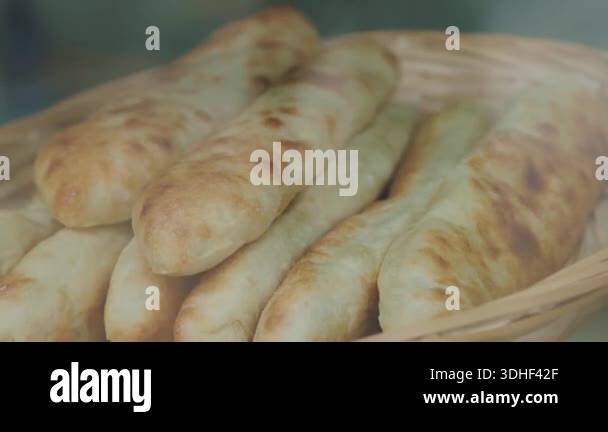 Authentic display of traditional Georgian baked goods featuring freshly ...
