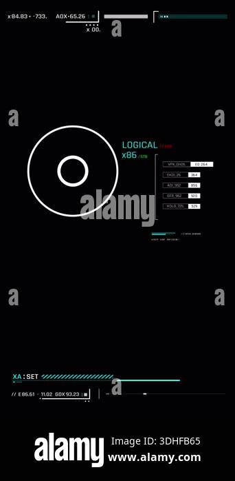 Futuristic AI visual core HUD interface animation displaying abstract ...