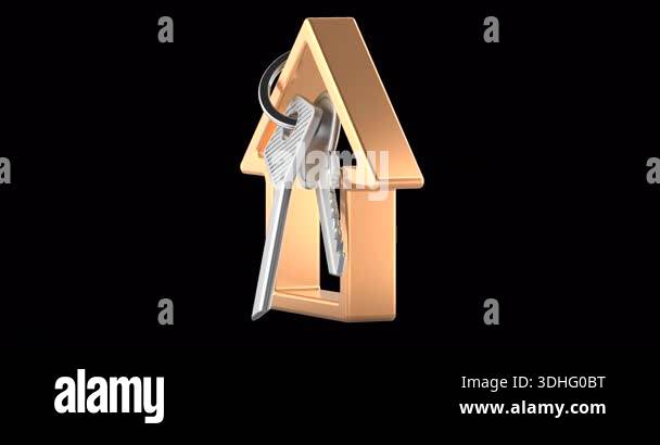 House keys and home outline rotation animation seamlessly loopable. 3D ...