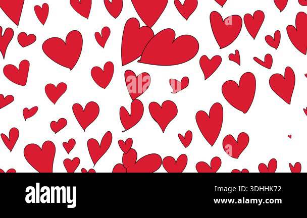 2d animation romantic heart love or valentines day hearts icon falling ...