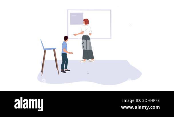 Education and upskill. Moving banner with office employees listening to ...